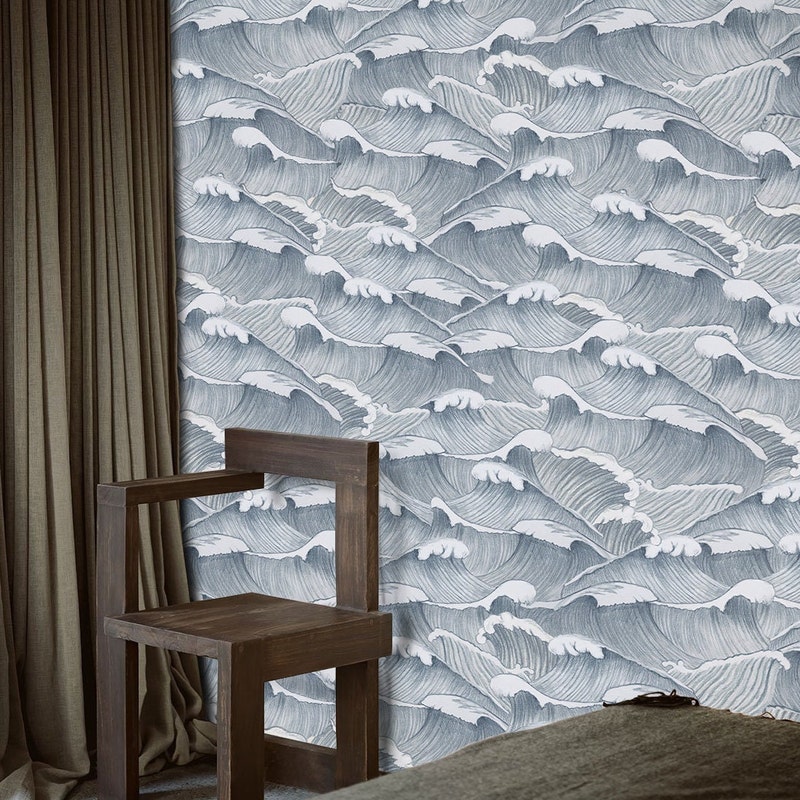 Japan Waves Wallpaper - Etsy