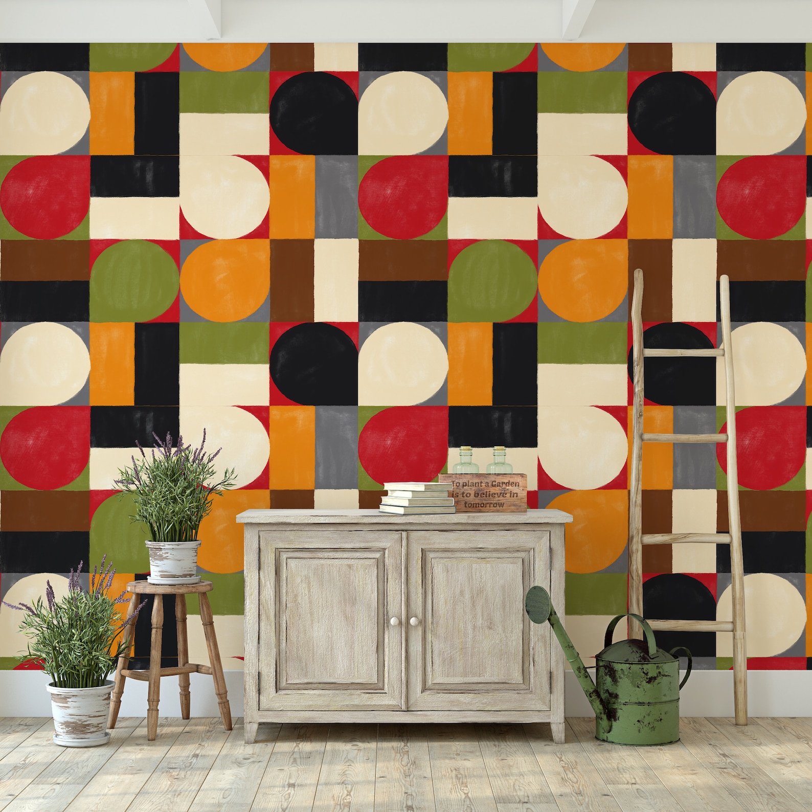 Mid Century Modern Retro Tapete Vintage Geometrische Tapete - Etsy