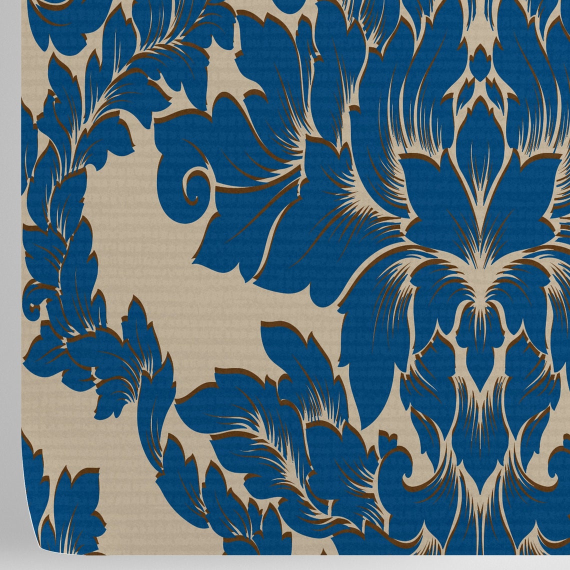 Blue Victorian Baroque Damask Wallpaper Vintage Style Retro | Etsy