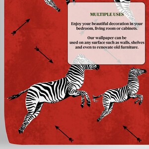 Red Flying Zebra Wallpaper, Zebras Wall Decor, Jumping Zebra Wallpaper ...
