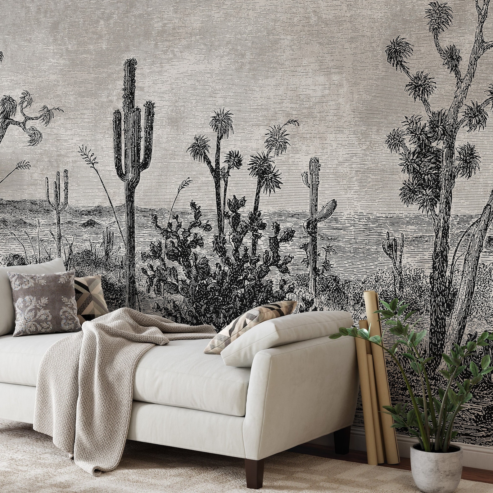 Extra Large Arizona Desert Cactus Wallpaper, Southwest Landscape Wall ...