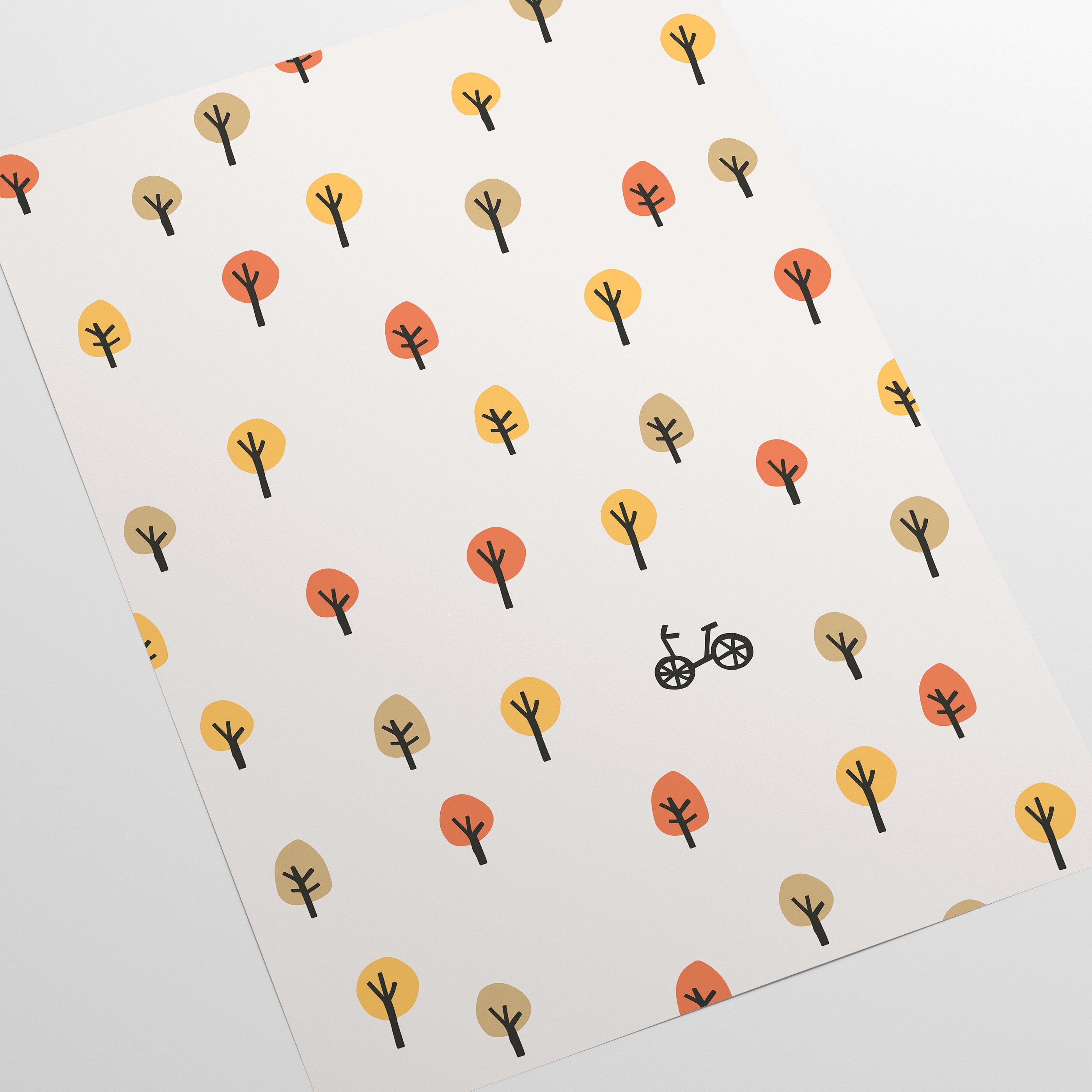 Beige Baby Room Light Wallpaper With Trees Pastel Wallpaper | Etsy