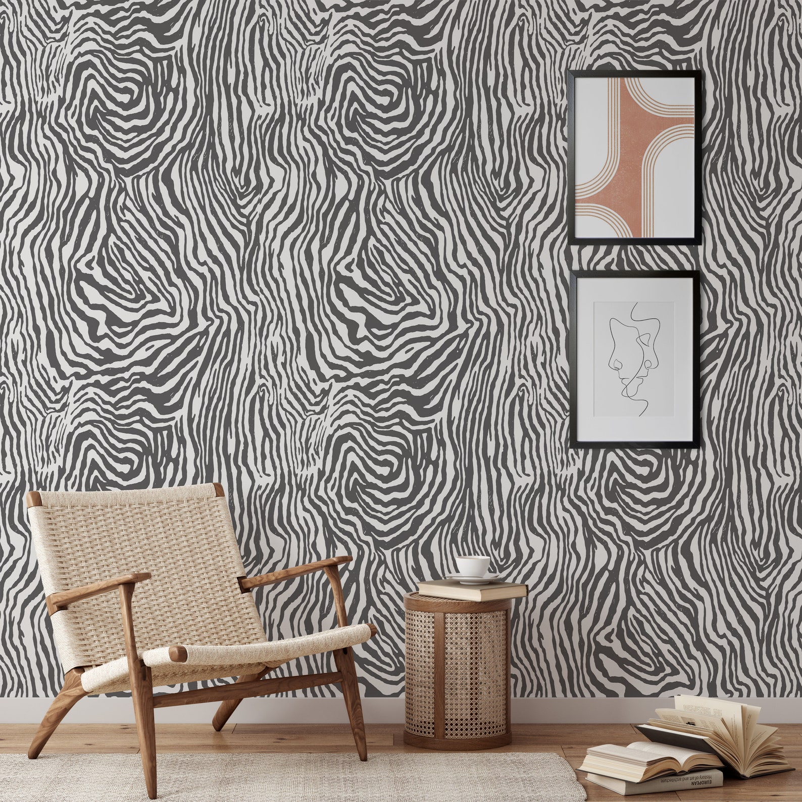 Black and White Zebra Wallpaper Animal Print Wall Decor for - Etsy