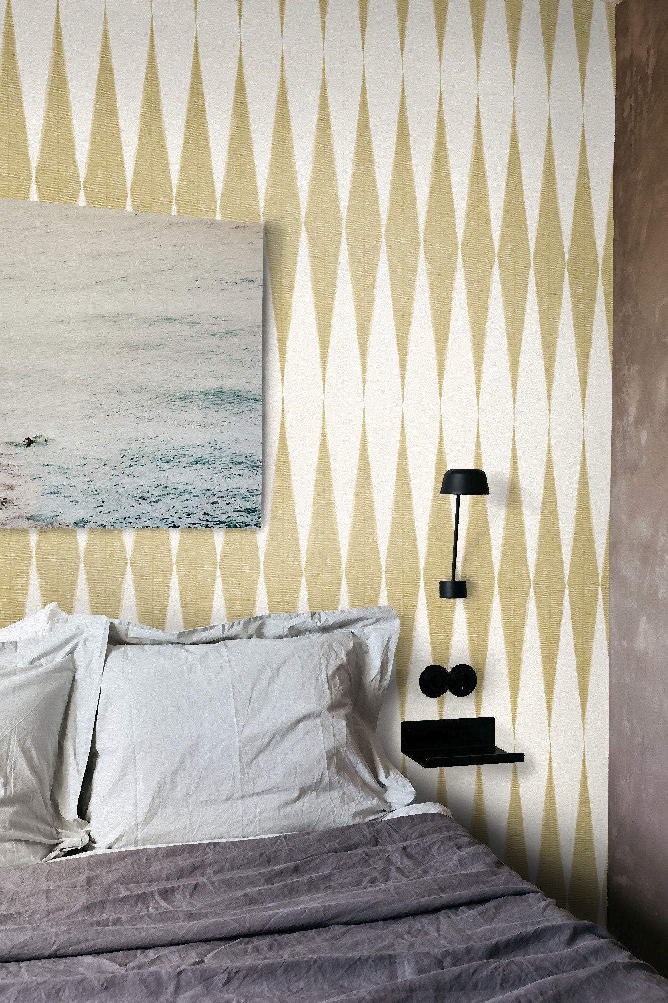 Chevron wallpaper, Handloom wallpaper, boho wallpaper, Scandinavian ...