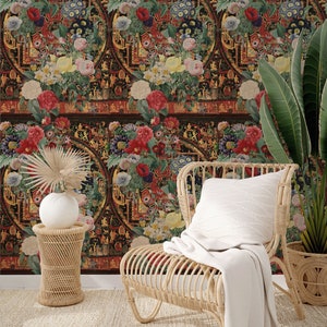 Vintage Thangka With Floral Composition - Handmade Wallpaper, Spiritual ...