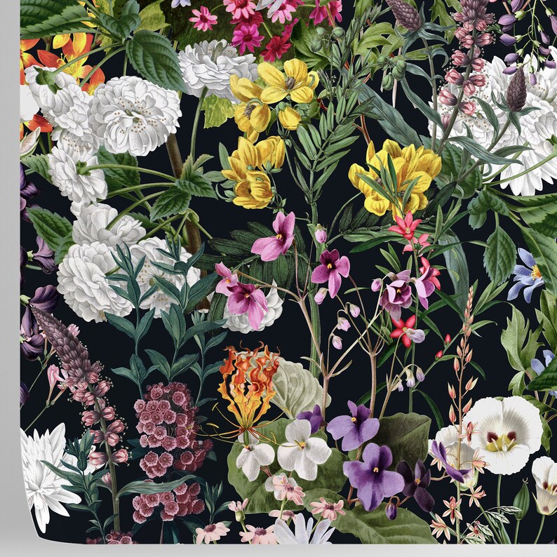 Summerfield Flower Dark Art Wallpaper for Cottagecore Decor, Vintage ...