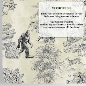 Mystical Bigfoot Toile De Jouy Wallpaper, Enchanted Forest Scenes ...