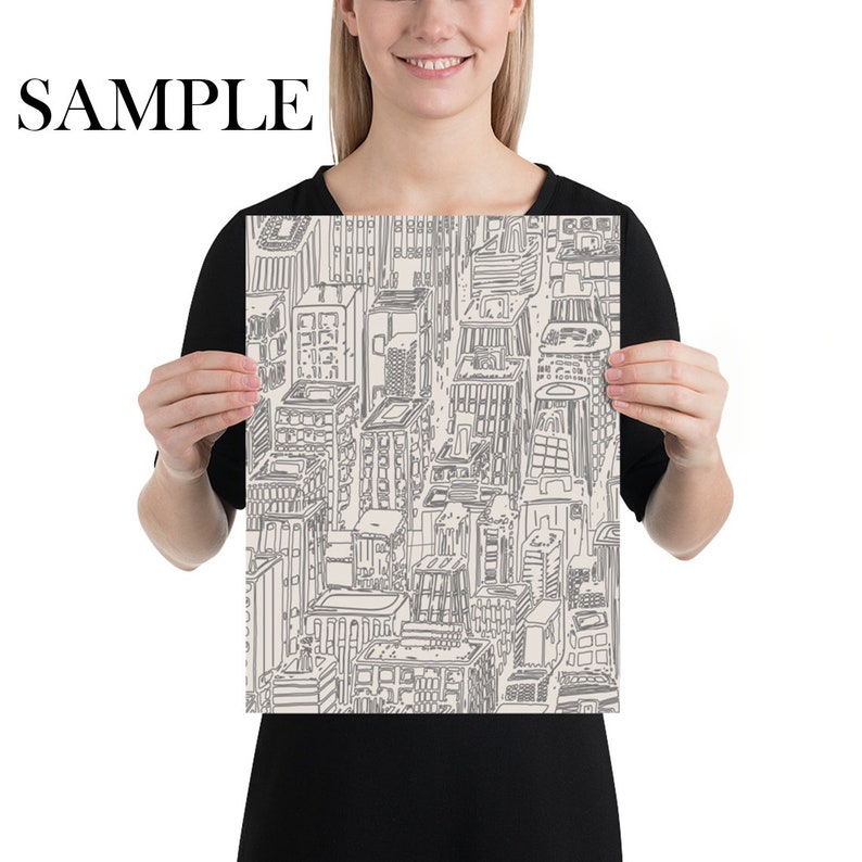 Skyscrapers Pattern New York City Buildings Hand Drawn - Etsy