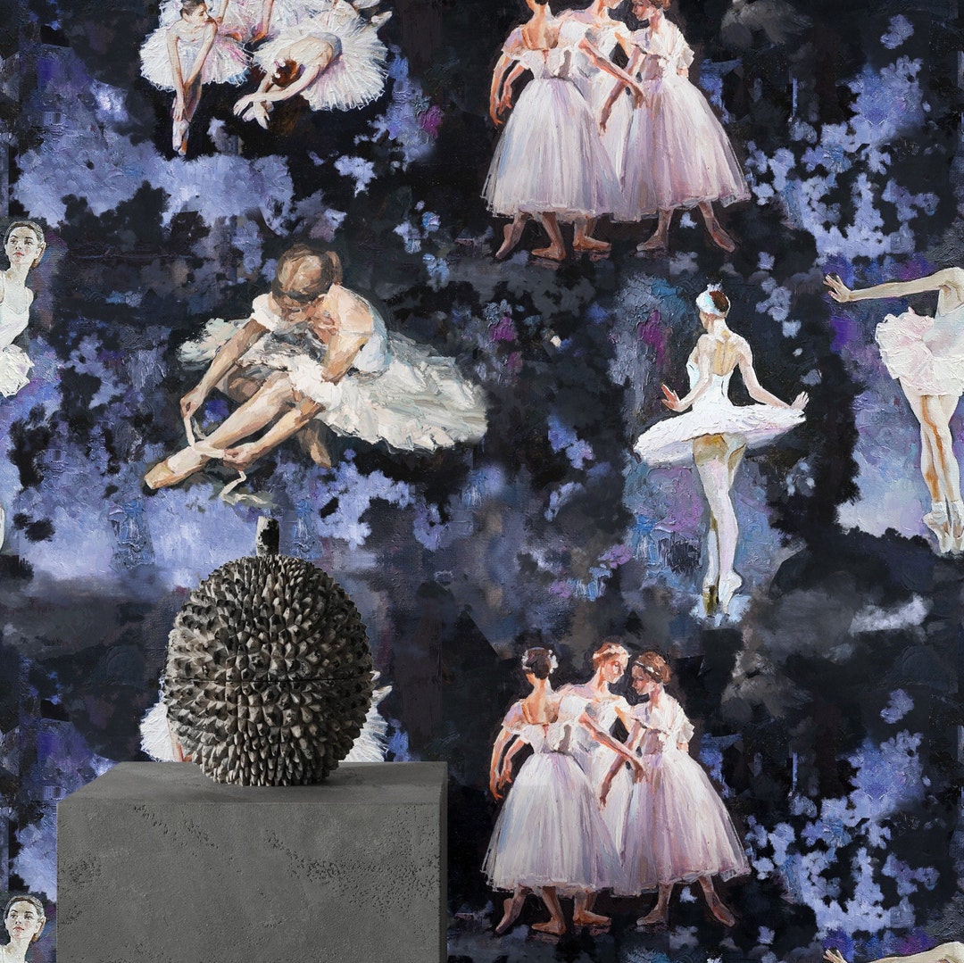 Ballet Wallpaper for Nursery Decor, Little Dancers Wall Art, Dark ...