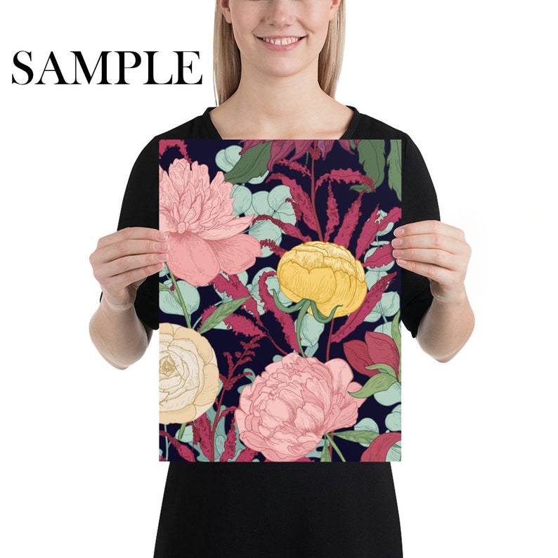 Whimsical Red Floral Wallpaper Vintage Field Flower Funky | Etsy