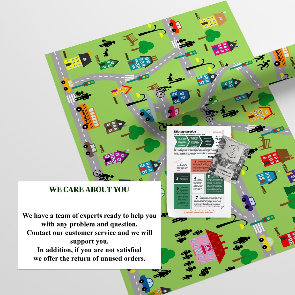 A Fun City Map Wallpaper for Kids Room Decor Village Wall Art - Etsy