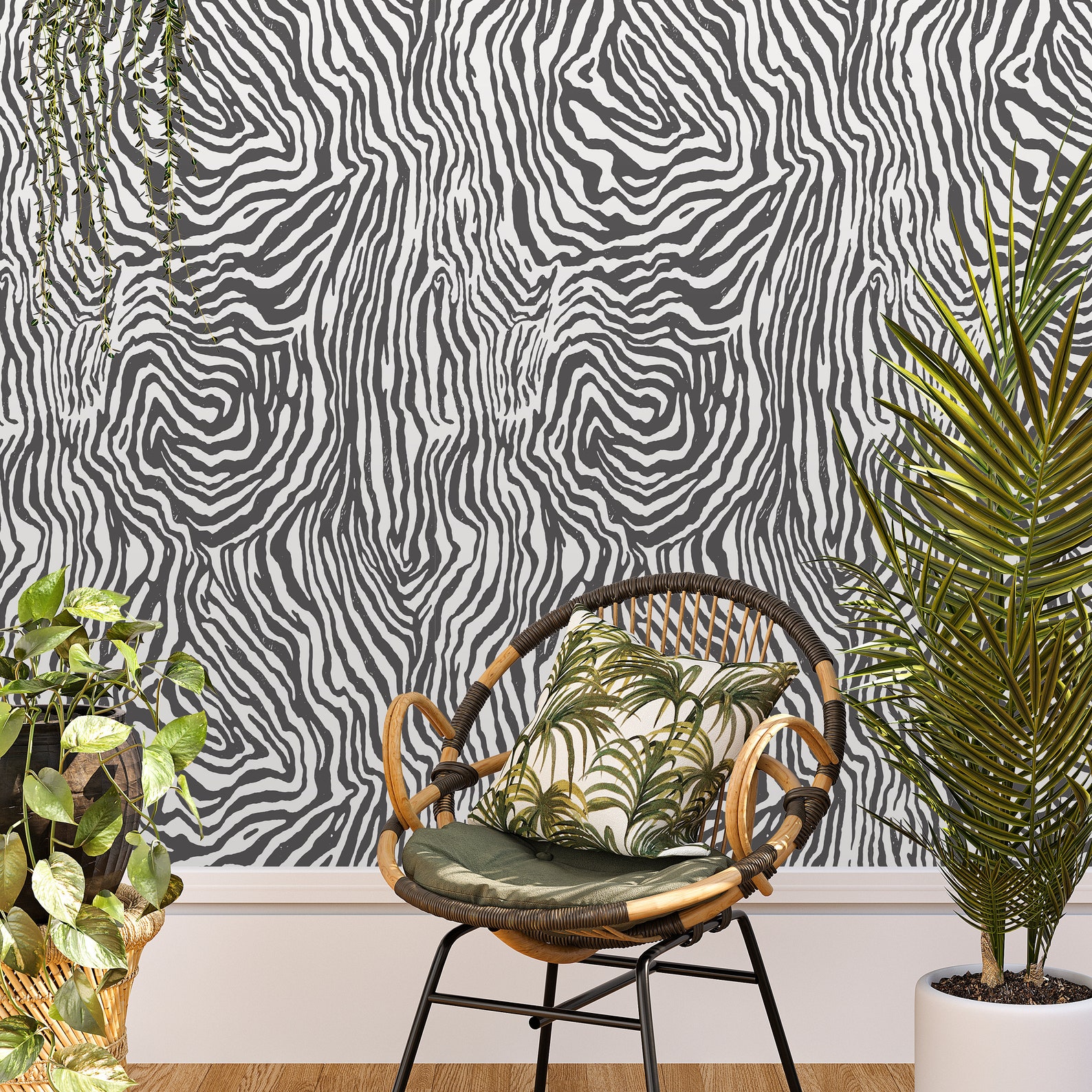 Black and White Zebra Wallpaper Animal Print Wall Decor for - Etsy