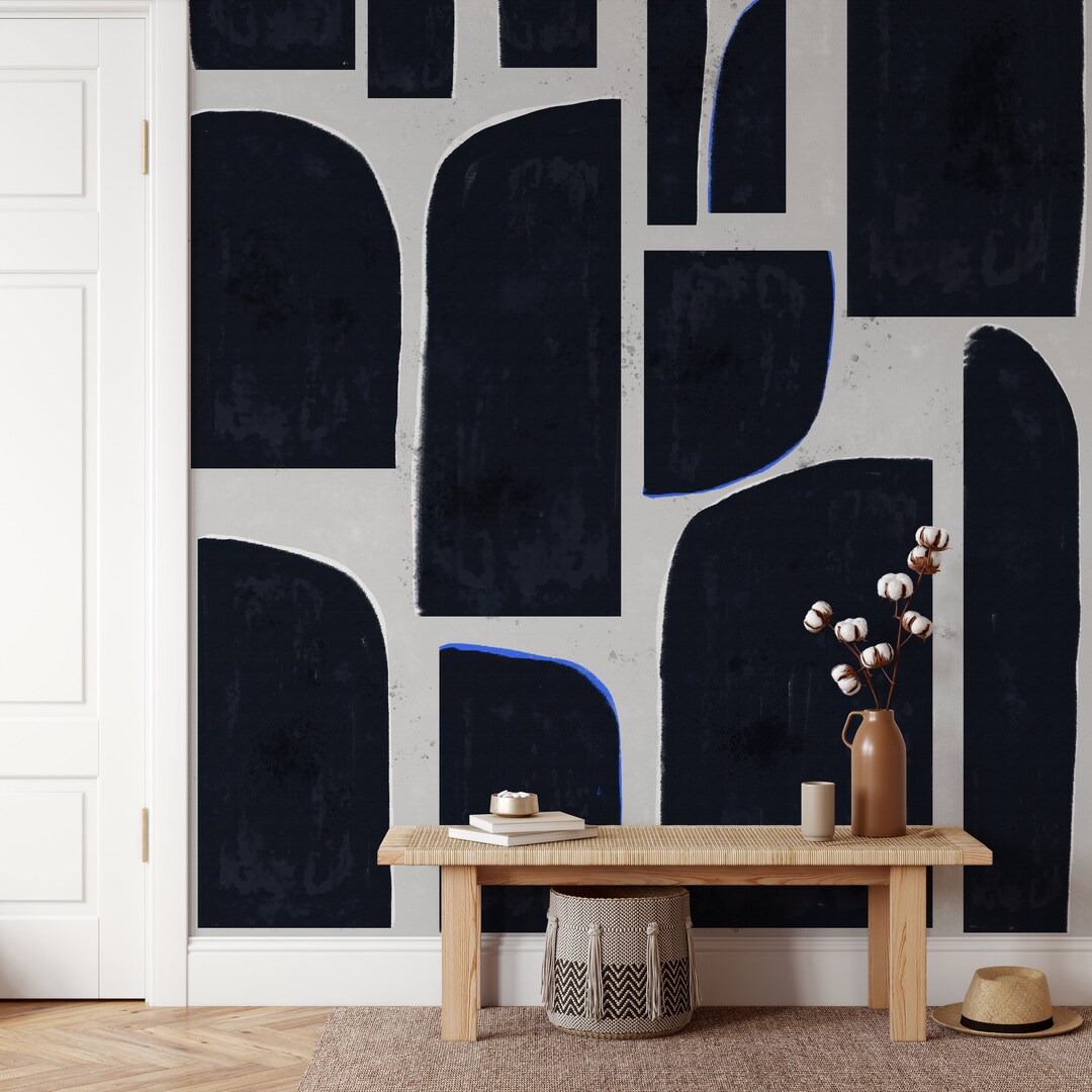Extra Large Paint Blue Watercolor Abstract Wallpaper, Big Print Unique ...
