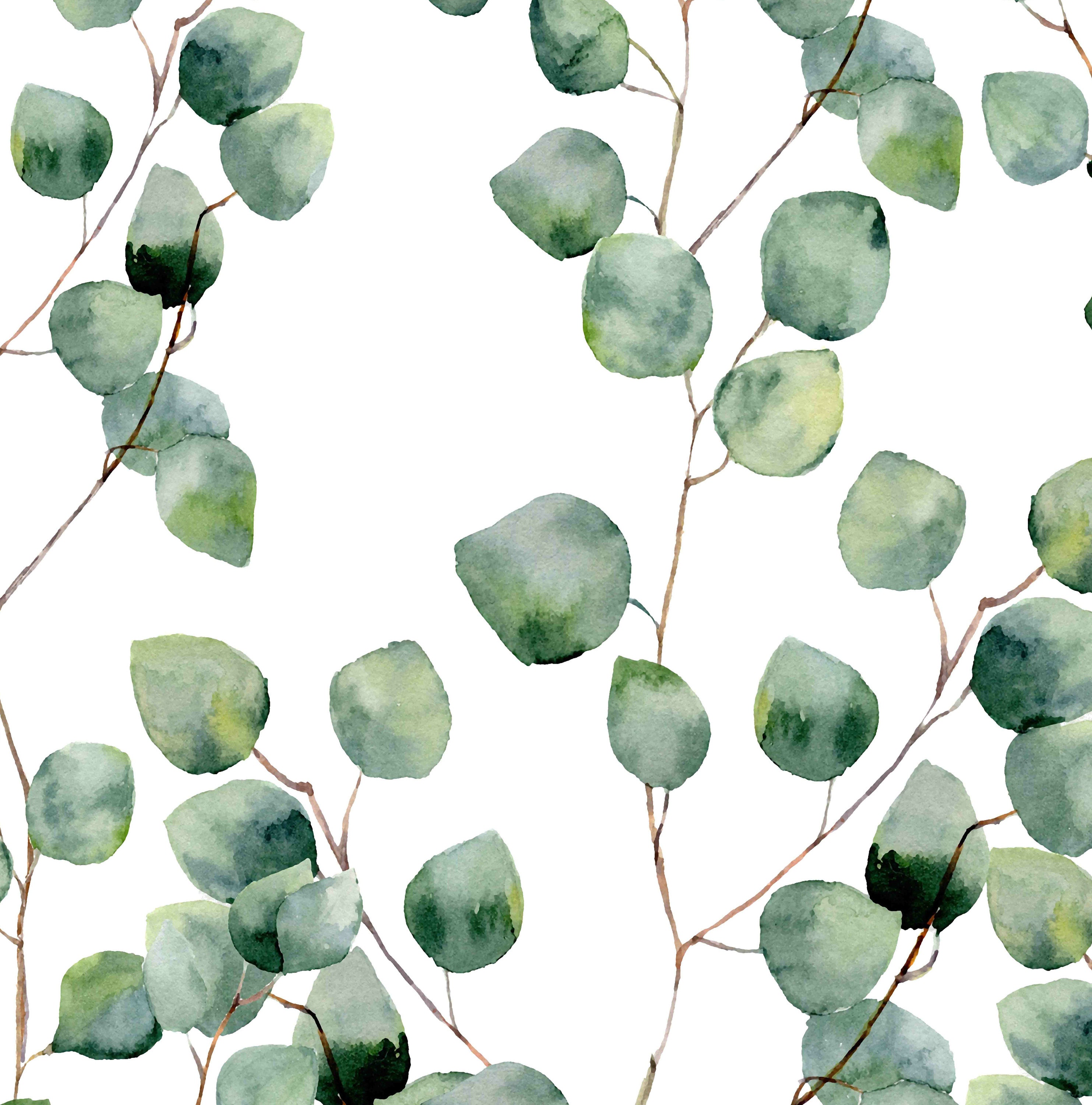 Vintage Watercolor Green Leaves Wallpaper