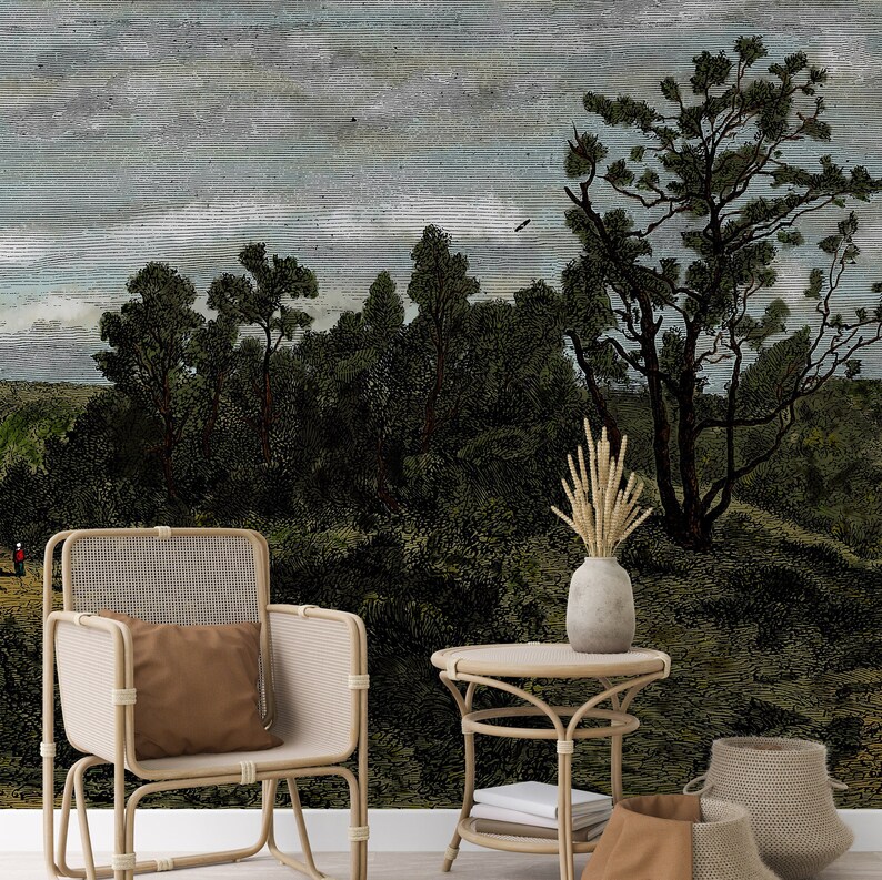 Extra Large Vintage Forest Wallpaper Landscape in Classic Old - Etsy