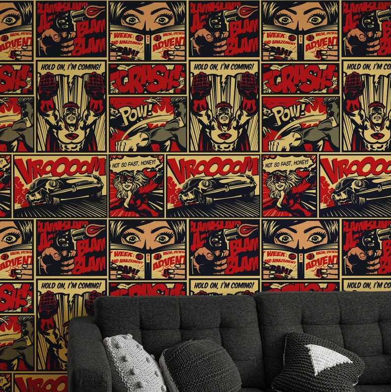 Comic Book Speech Wallpaper, Vintage Comics Pop Art Wall Art, Artistic ...