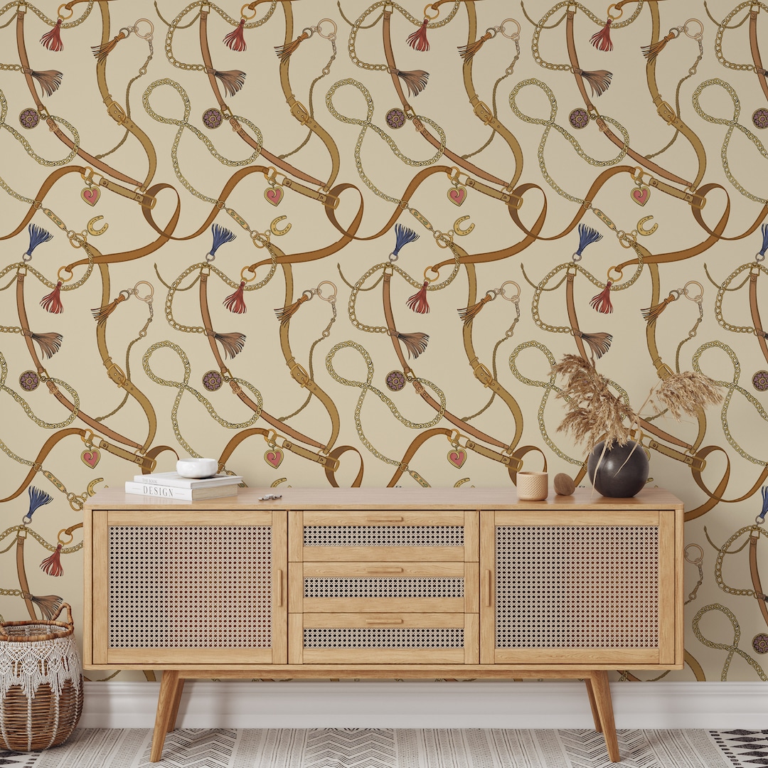 Vintage Horse Reins Wallpaper, Tacks and Belts Wall Art - Etsy