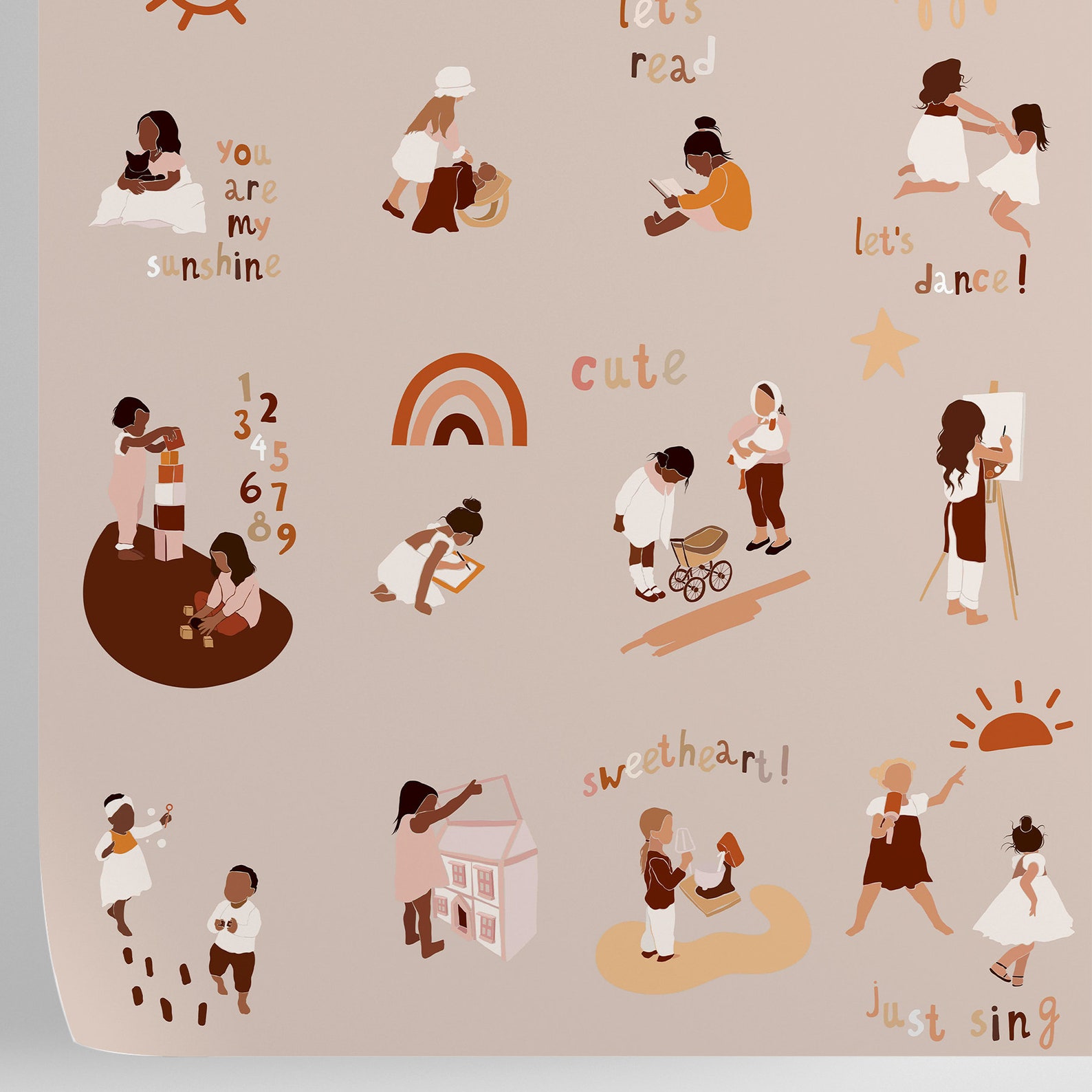 Light Baby Activities Wallpaper Nursery Wall Decor Kids - Etsy