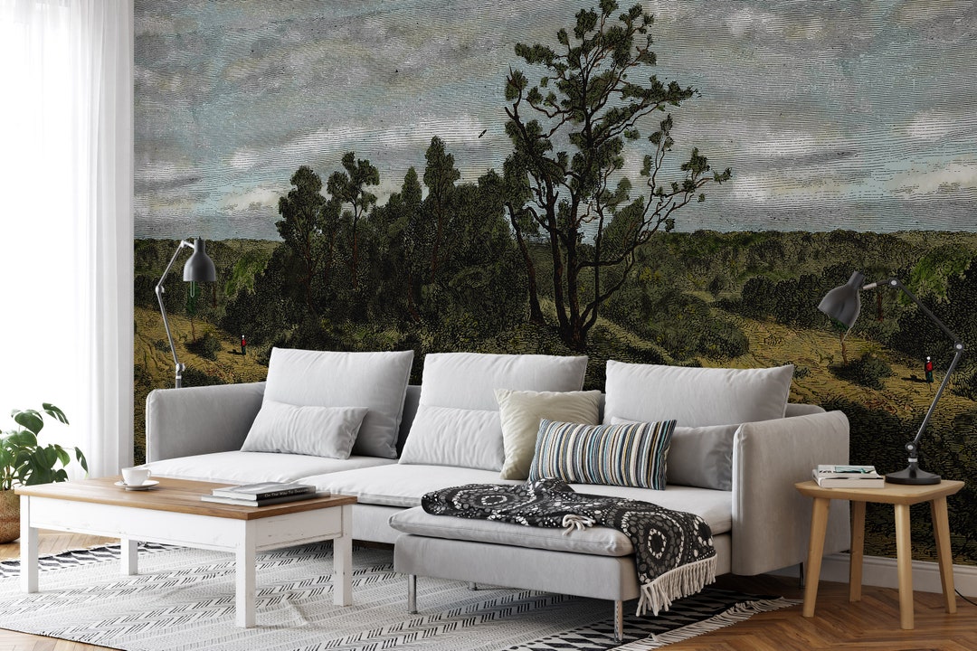 Extra Large Vintage Forest Wallpaper, Landscape in Classic Old Style ...
