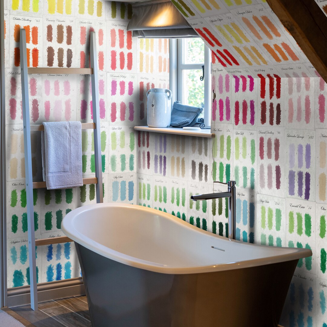 Hand-painted Color Palette Wallpaper – Artistic Wall Decor, Vibrant ...