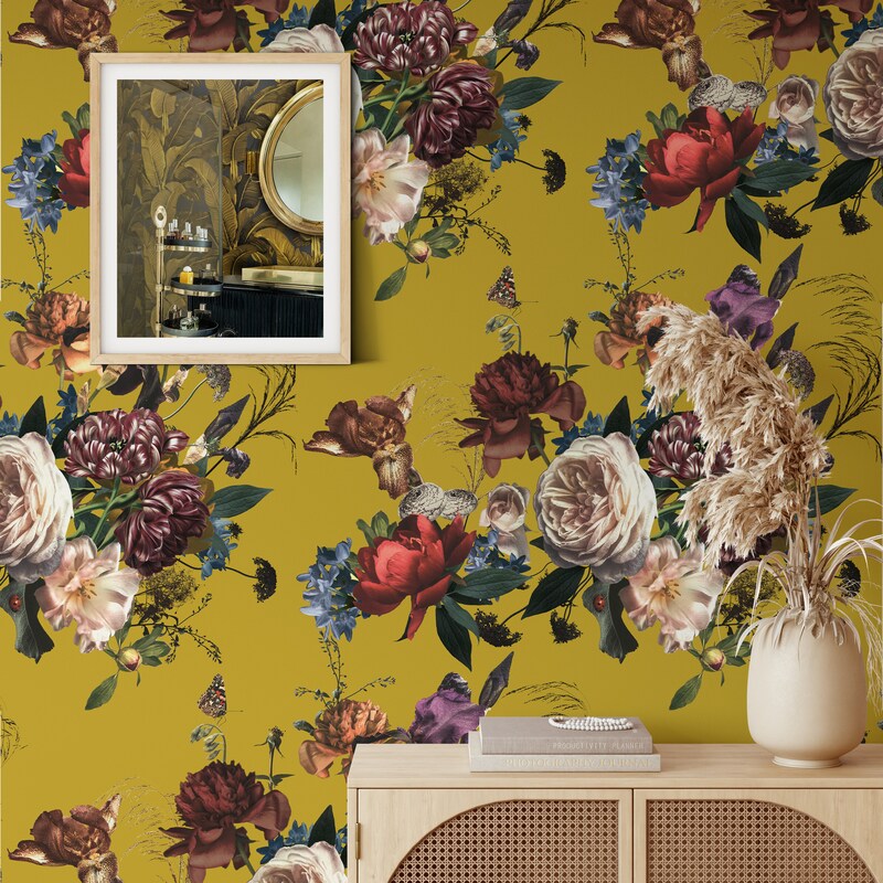 Mustard Wallpaper - Etsy