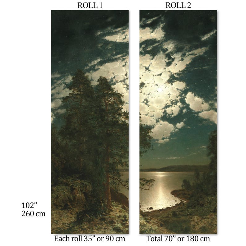 Moonlit Forest Wallpaper – Dramatic Night Scene Mural in Real Paper ...