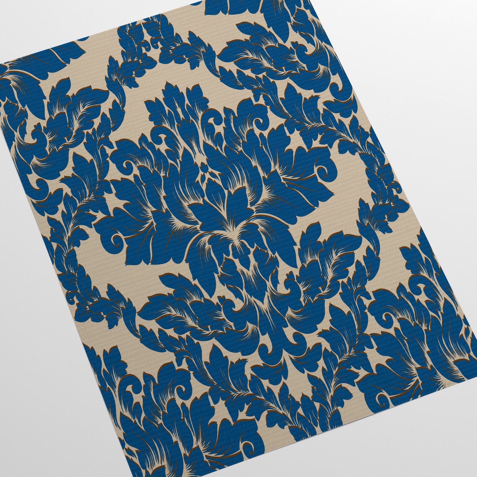 Blue Victorian Baroque Damask Wallpaper Vintage Style Retro - Etsy