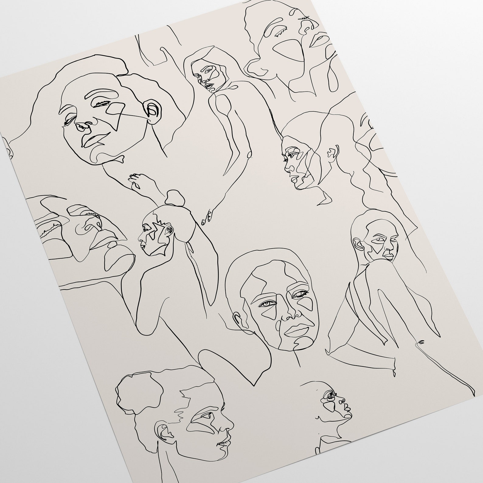 Large Face Line Drawing Wallpaper Wire Art Wall Decor Soft - Etsy