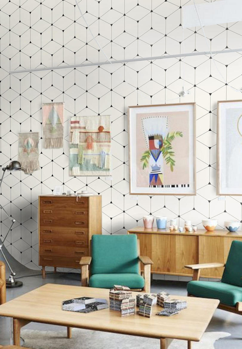 Cube Minimal Geometric Wallpaper for Black and White Modern | Etsy