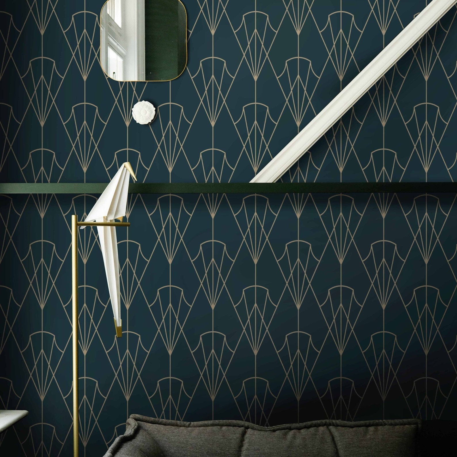 1930s Art Deco Wallpaper Geometric Print Mid Century Wall - Etsy