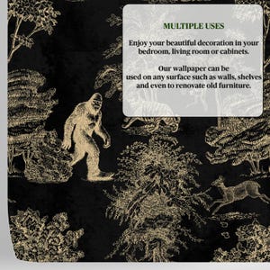 Mystical Bigfoot Toile De Jouy Wallpaper, Enchanted Forest Scenes ...