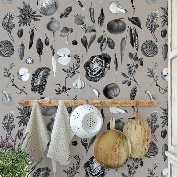 Retro Kitchen Wallpaper - Etsy