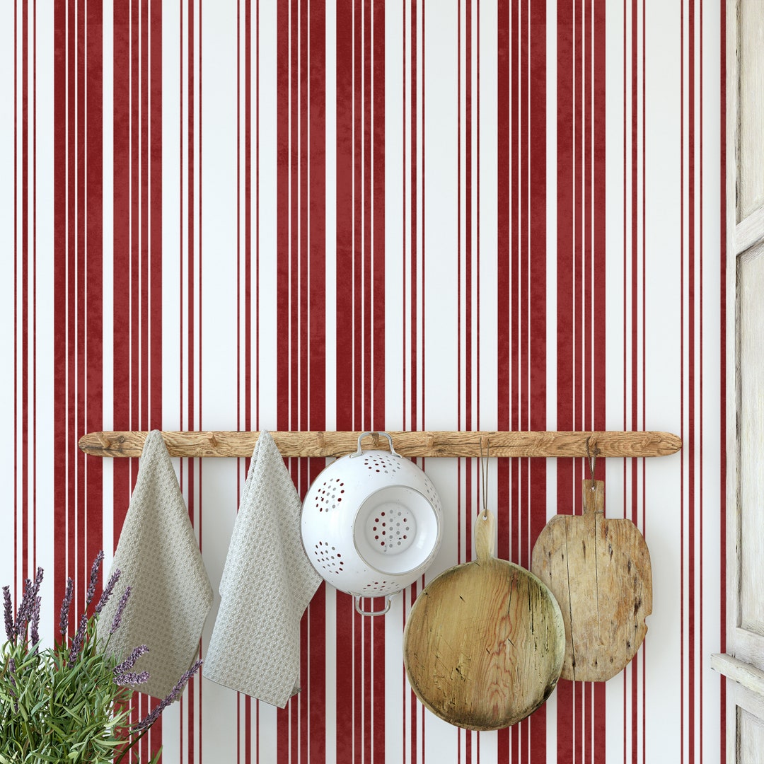 Red and White Striped Wallpaper, Stripes Wallpaper, Stripe Wall Mural ...