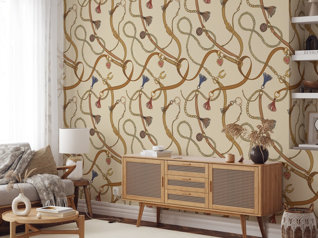 Vintage Horse Reins Wallpaper, Tacks and Belts Wall Art - Etsy