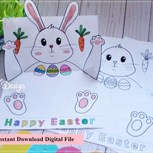 Easter Kids Craft, Easter Printable Coloring 3D Activity Sheet, Easter ...