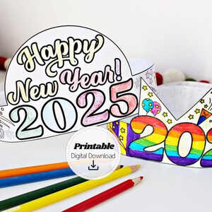 New Year Paper Crown Printable 2025 New Year Eve Activity for Kids ...