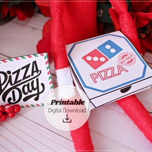 Printable Shelf Elf Pizza Box With Pizza Day Sign Miniature Pizza Scene ...