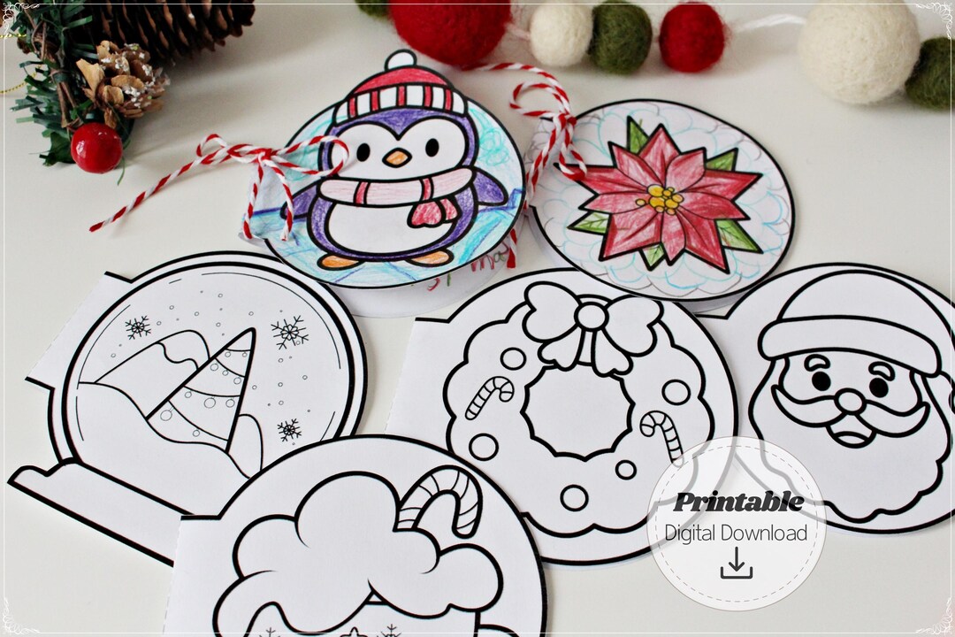 Printable Christmas Coloring Cards DIY Kids Craft Card Activity Holiday ...
