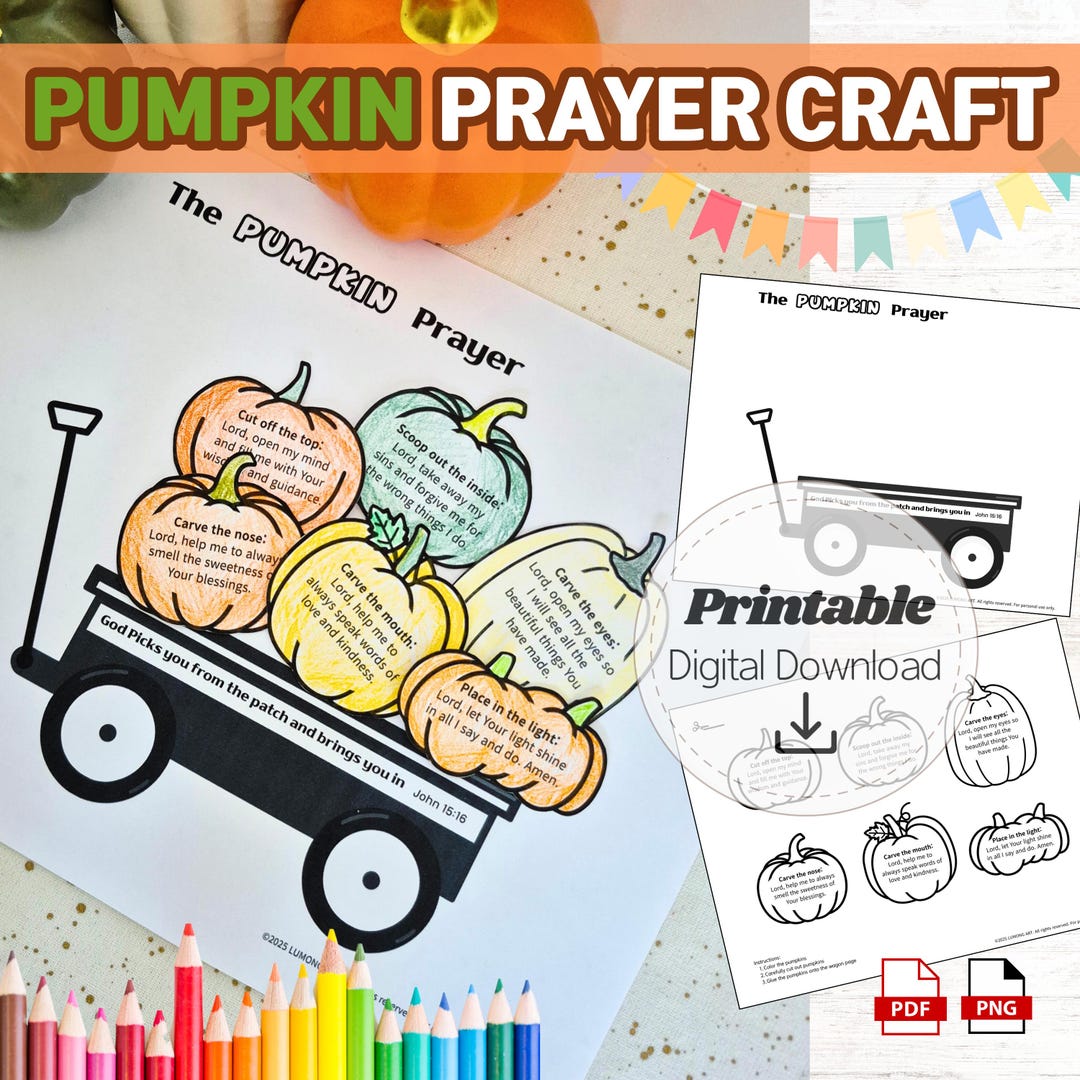 Pumpkin Prayer Cut Out Craft, Christian Pumpkin Craft Printable, Fall ...
