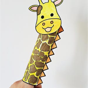 Giraffe Puppet Craft Printable Zoo Animal Activity for Kids Build a ...
