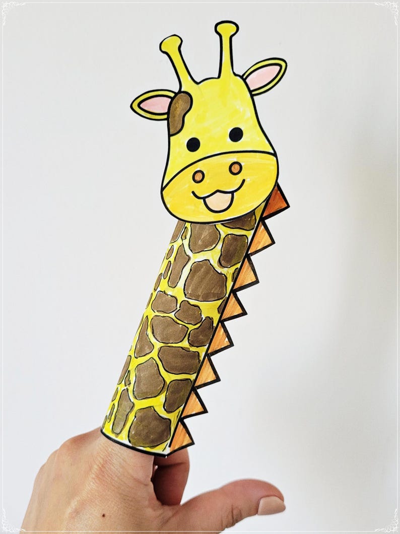 Giraffe Puppet Craft Printable Zoo Animal Activity for Kids Build a ...