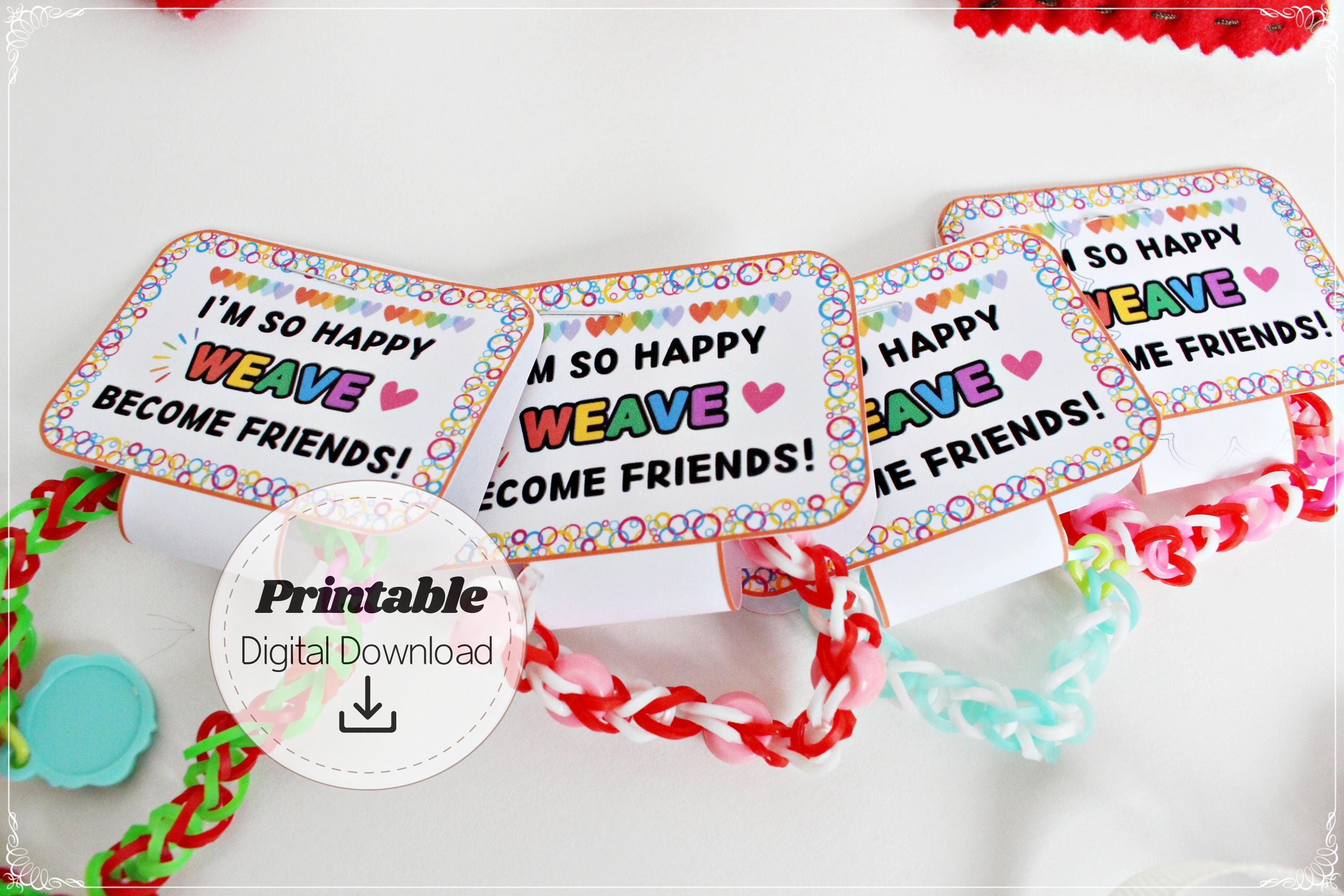 Friendship Bracelets Valentine's Day Card Printable DIY Loom Bracelet ...