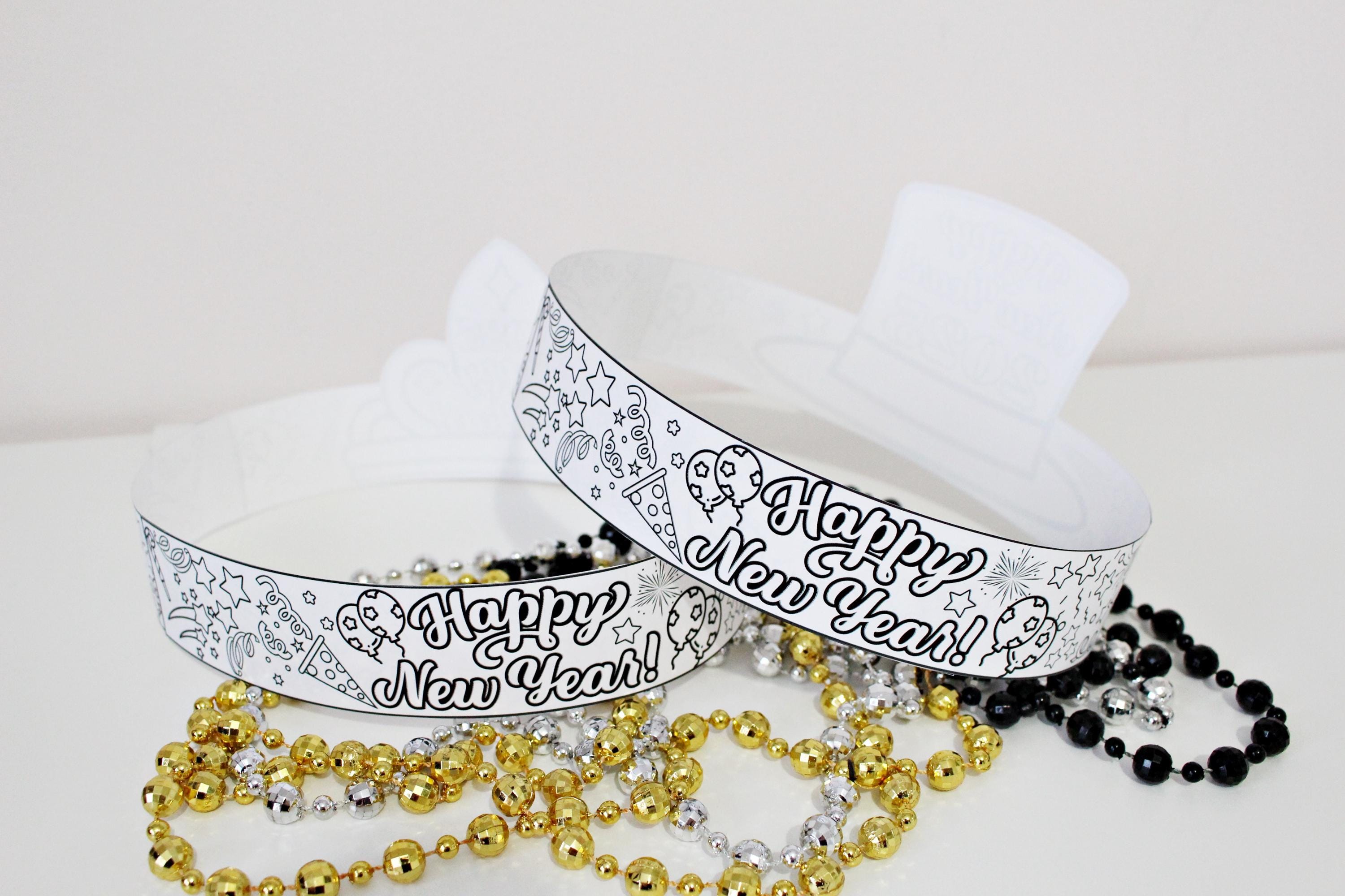 New Year Paper Hat 2026 Printable DIY Coloring Happy New Year Crown ...