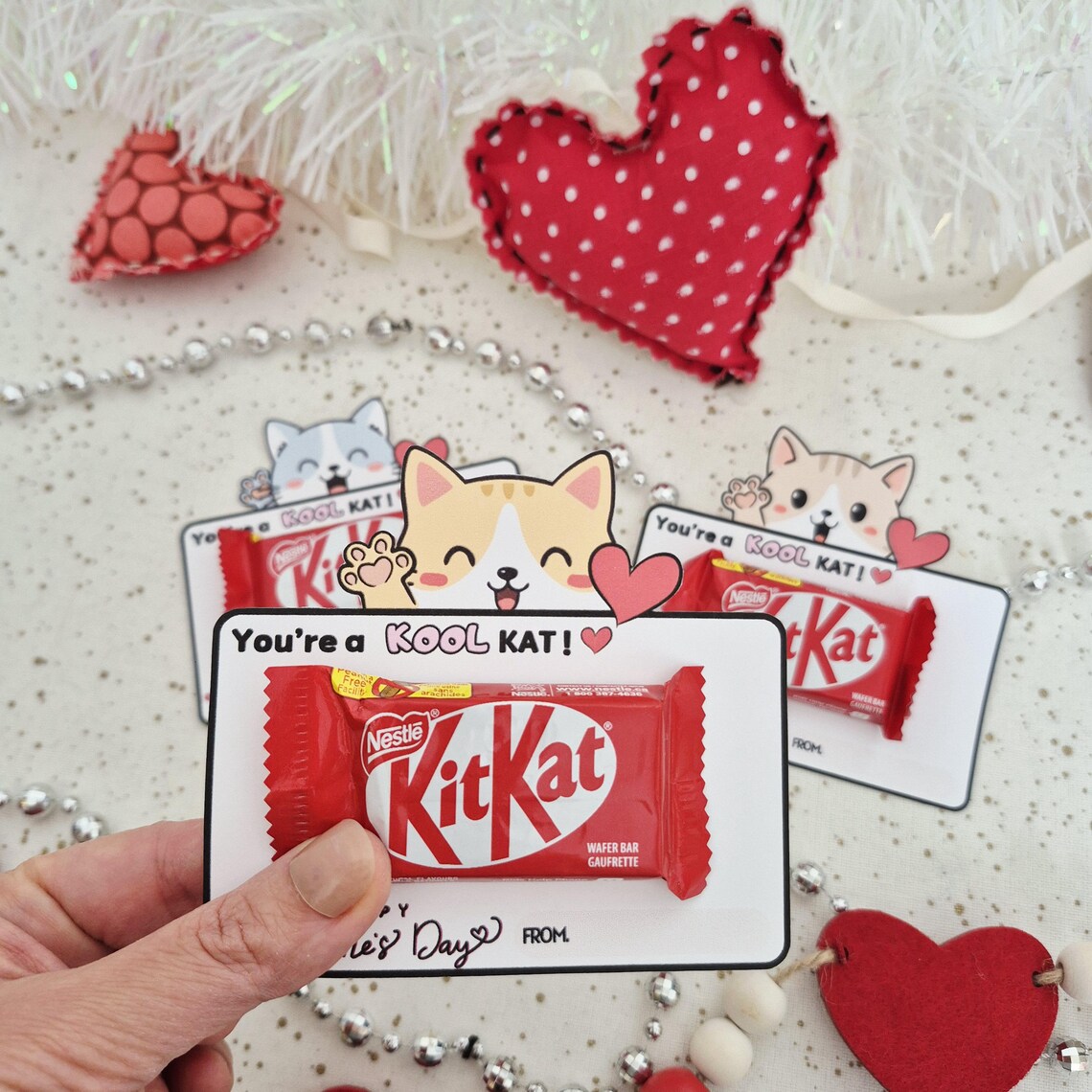 Printable Kool Kat Valentine Card – Cat-themed Classroom Treat Tag for ...