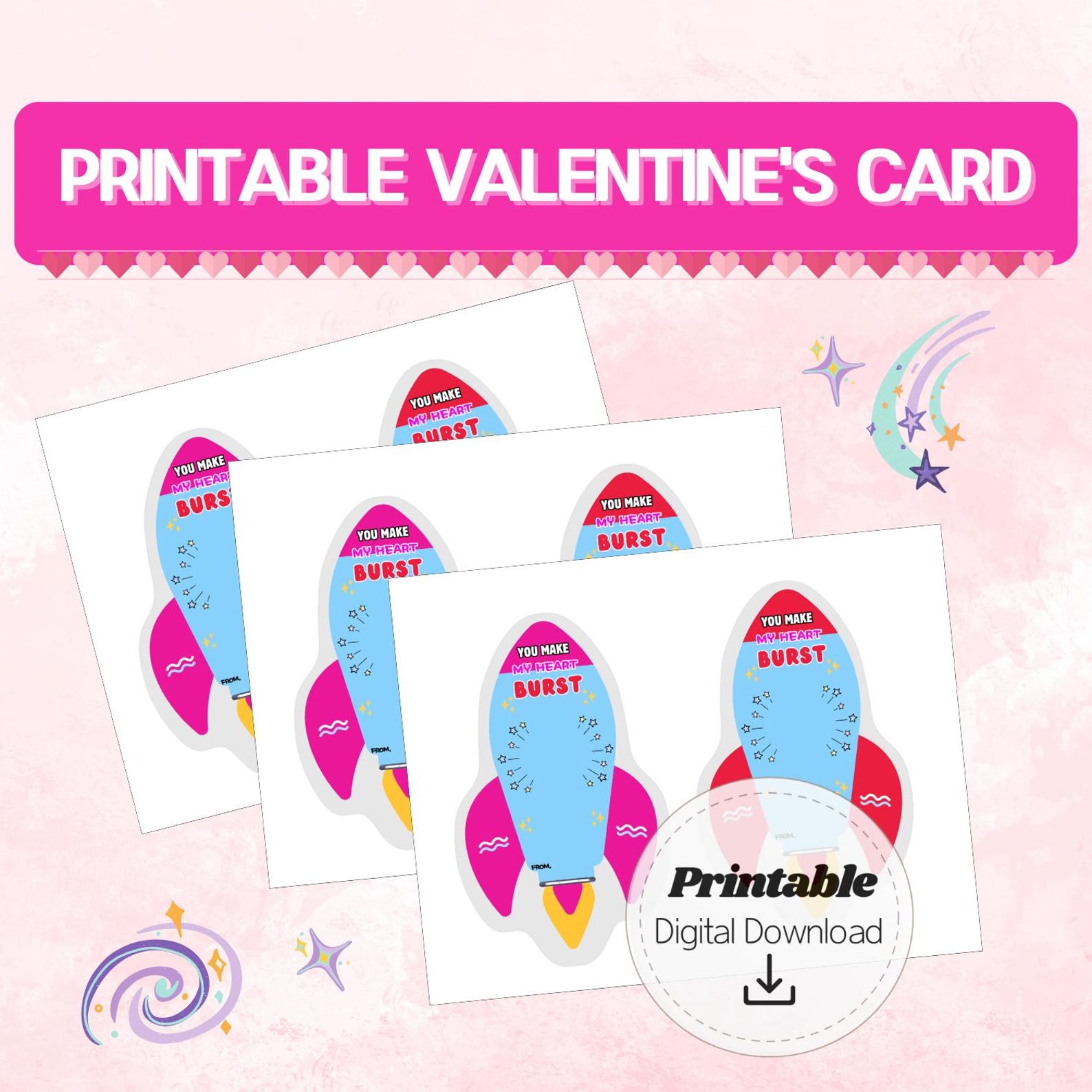 Starburst Valentine's Day Card Printable Candy Holder You Make My Heart ...