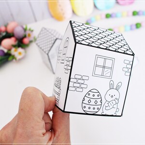 Easter Bunny House Template Printable 3D Paper Craft DIY Easter ...