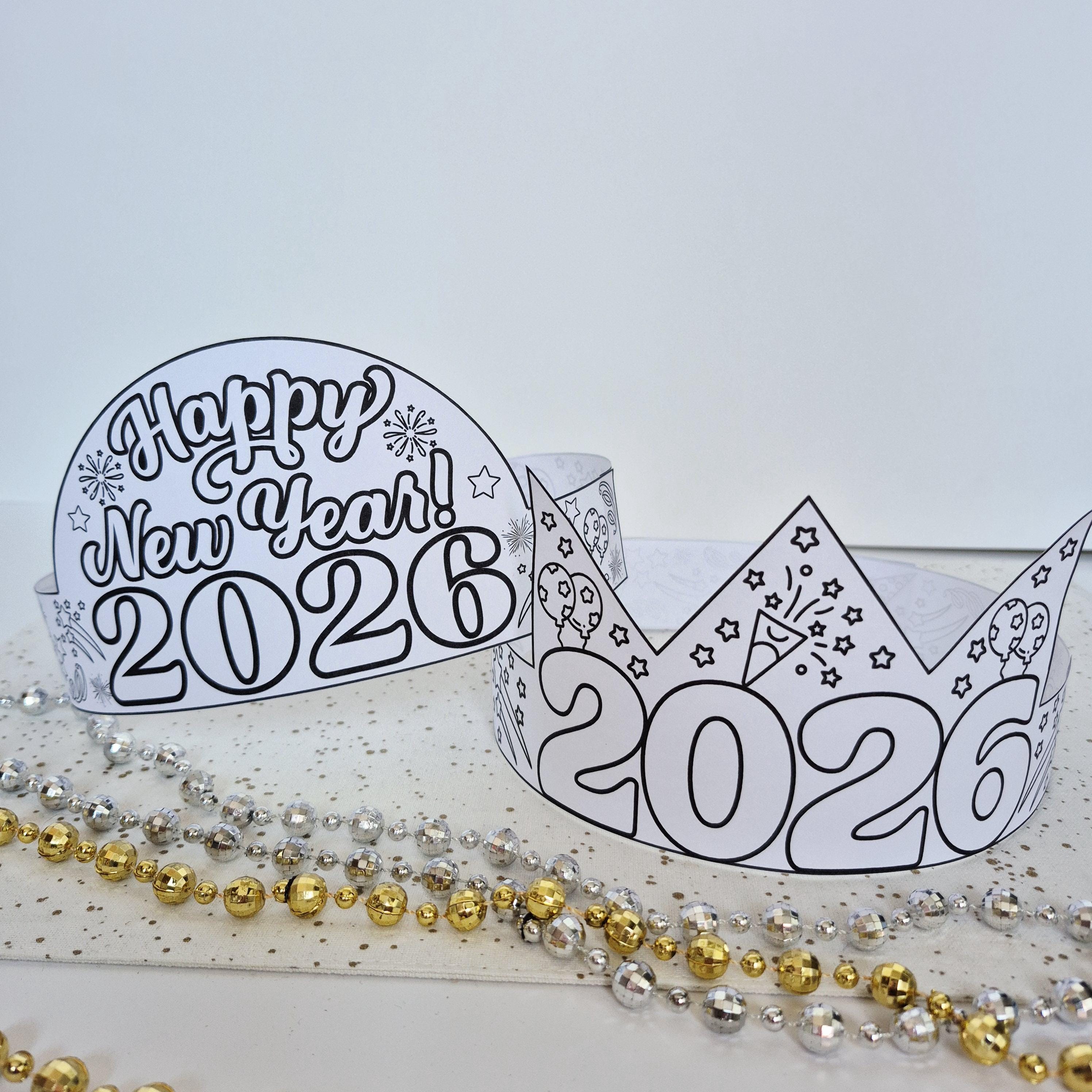 2026 New Year Paper Crown Printable DIY Coloring Craft Kids Activity ...