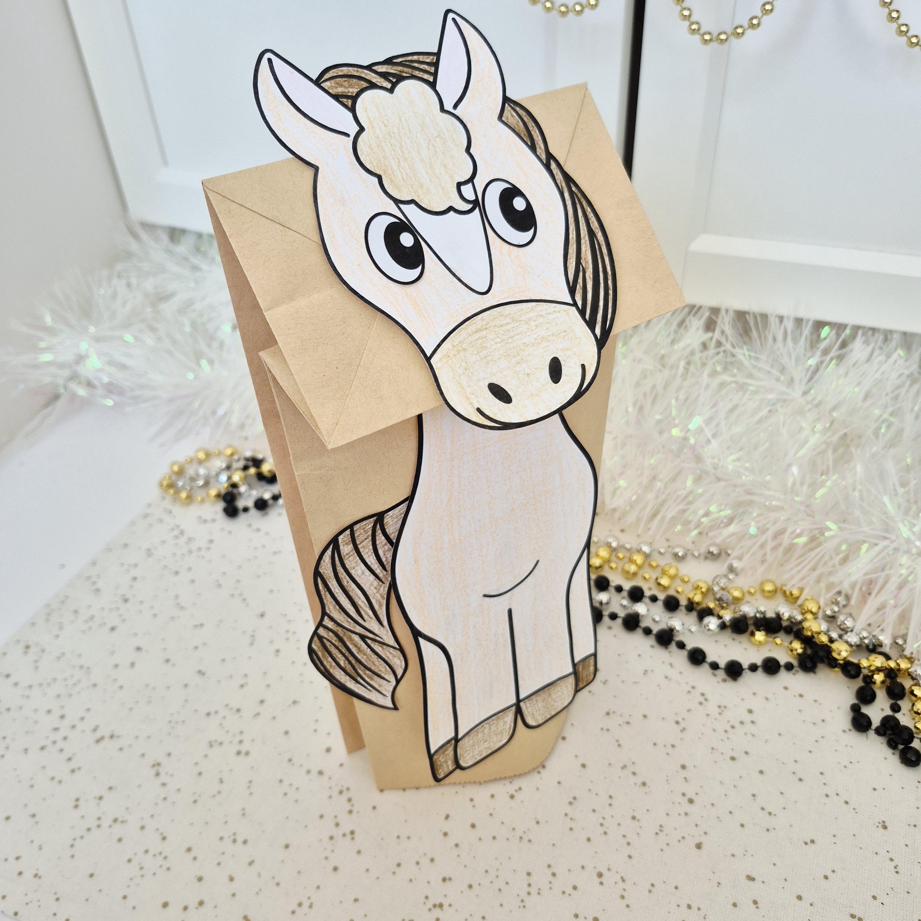 Paper Bag Horse Craft Printable, 2026 Year of the Horse Paper Bag ...