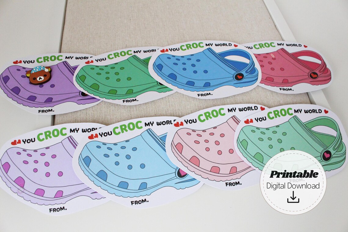 Croc Valentine's Day Shoe Charm Classroom Valentines Day Printable ...