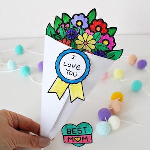 Mother's Day Flower Bouquet Craft BEST MOM Printable Color & Cut ...